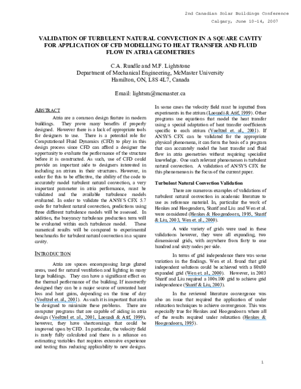 Pdf Validation Of Turbulent Natural Convection In A Square Cavity For Application Of Cfd
