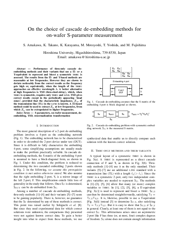 (PDF) On the choice of cascade de-embedding methods for on-wafer S-parameter measurement