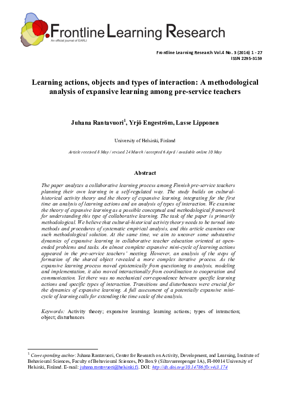 (PDF) Learning actions, objects and types of interaction: A ...