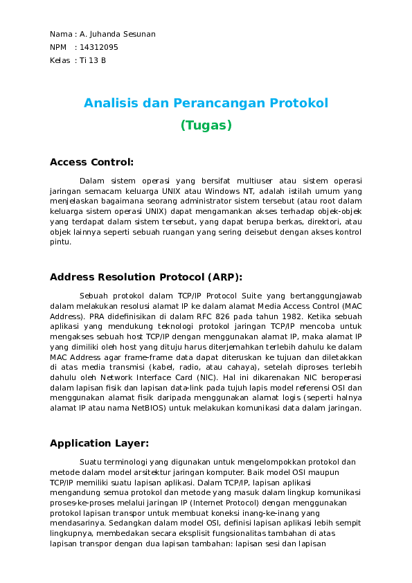 (DOC) Analisis dan Perancangan Protokol (Tugas