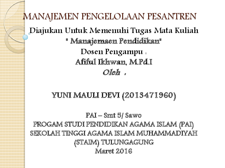 (PDF) MANAJEMEN PESANTREN
