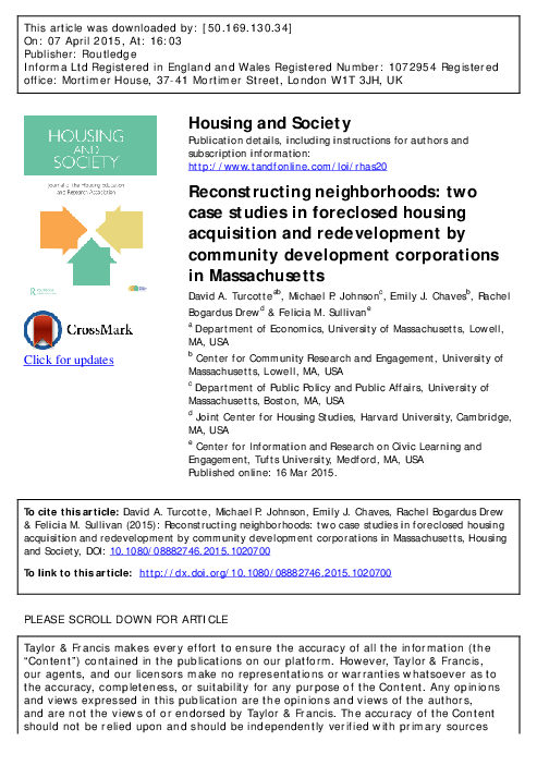 (PDF) Reconstructing Neighborhoods: Case Studies in Foreclosed Housing ...
