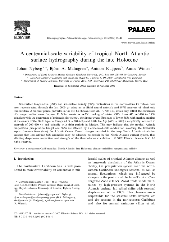 (PDF) Centennial Variability of Atlantic Hydrography