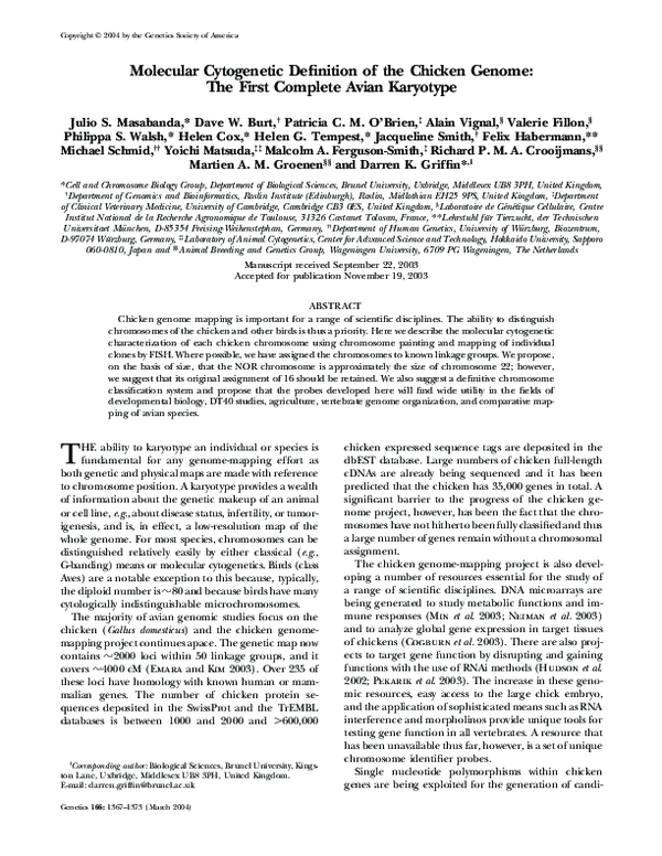 (PDF) Molecular Cytogenetic Definition of the Chicken Genome: The First ...