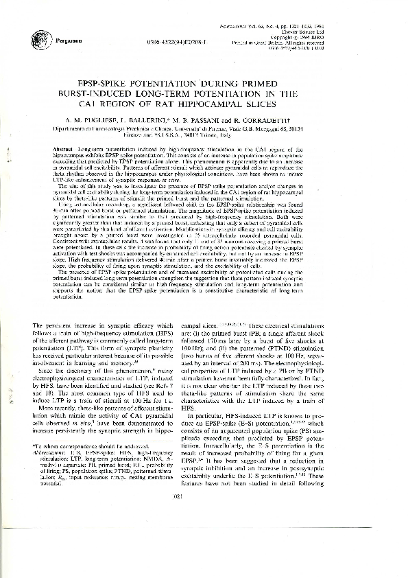 (PDF) Epsp-spike potentiation during primed burst-induced long-term ...