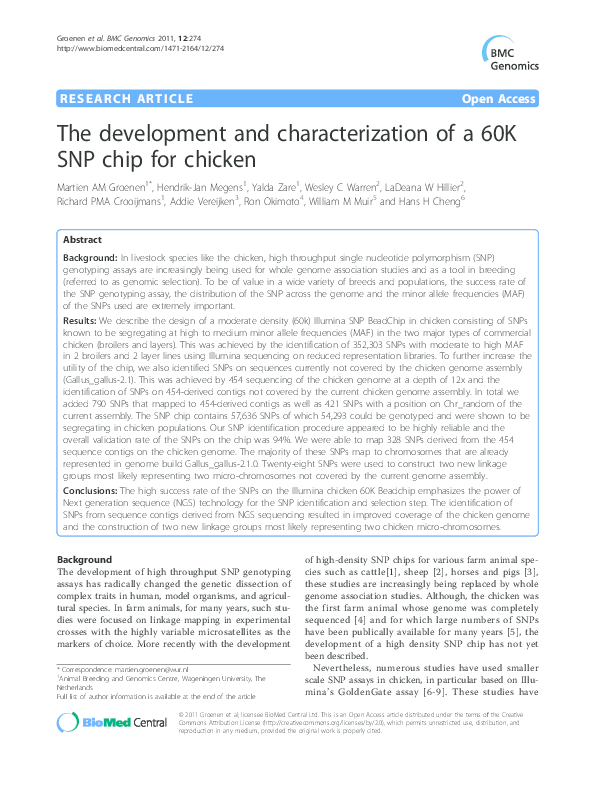 (PDF) The development and characterization of a 60K SNP chip for chicken