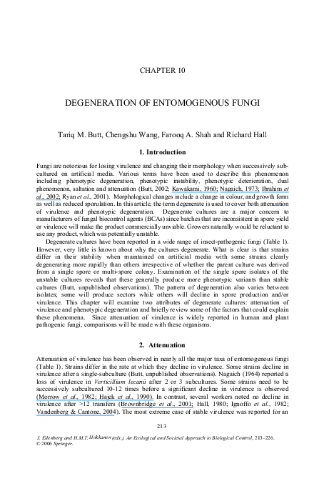 (PDF) DEGENERATION OF ENTOMOGENOUS FUNGI
