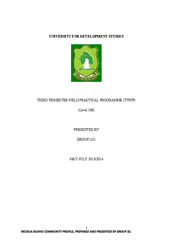 (PDF) THIRD TRIMESTER FIELD PRACTICAL PROGRAMME (TTFPP)