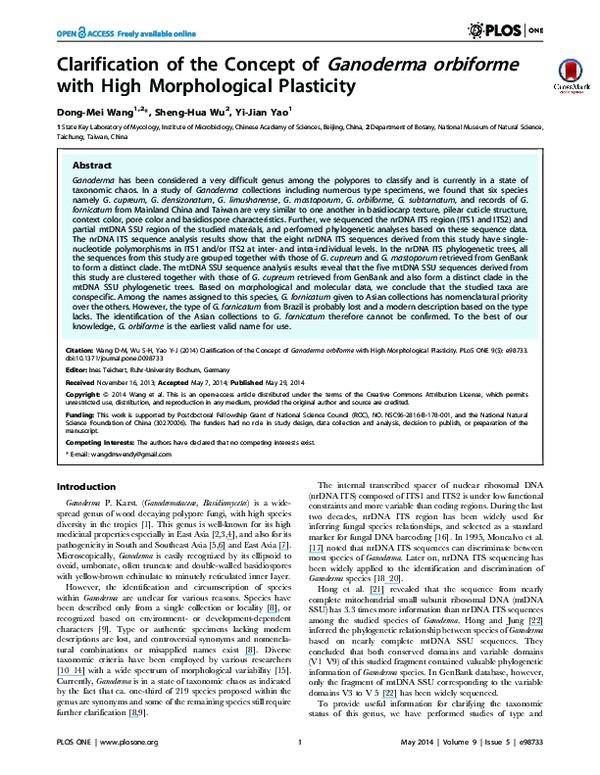 (PDF) Clarification of the concept of Ganoderma orbiforme with high ...