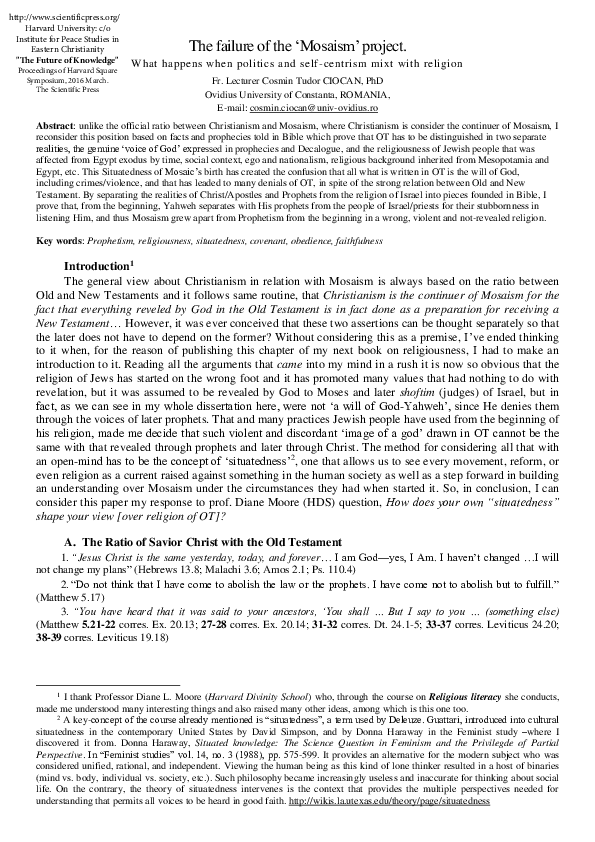 (PDF) The failure of the 'Mosaism' project. What happens when politics ...