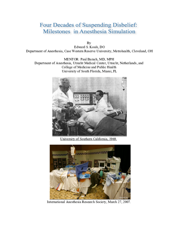 (PDF) History of Medical and Anesthesia Simulation