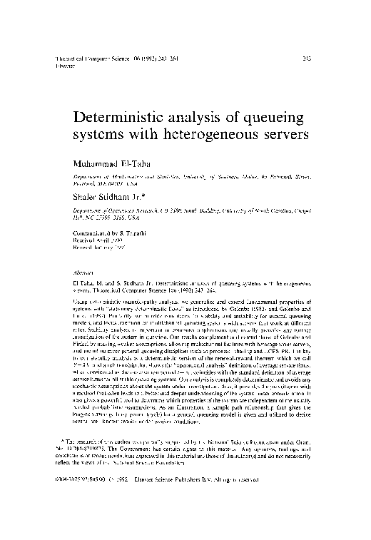 (PDF) Deterministic analysis of queueing systems with heterogeneous servers
