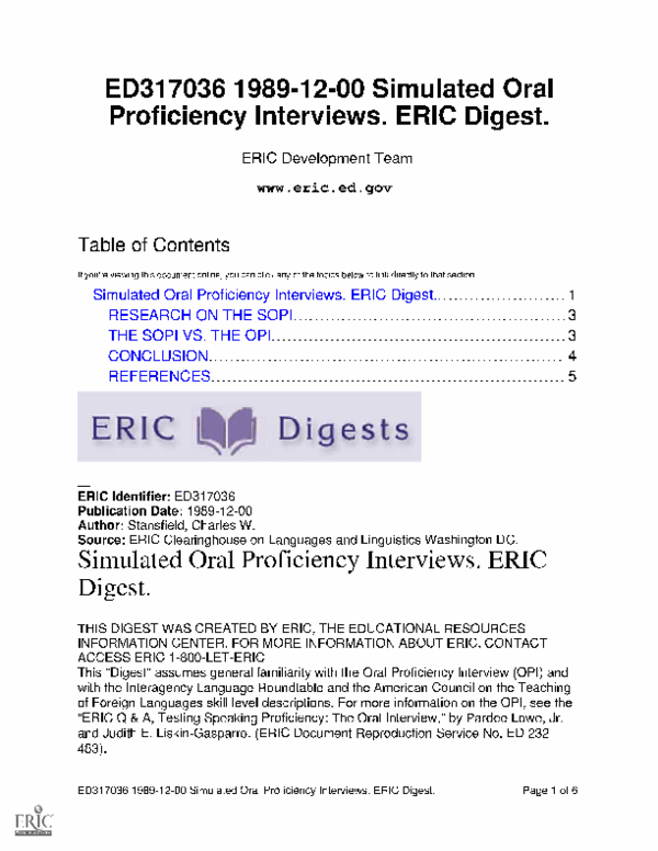 (PDF) Simulated Oral Proficiency Interviews