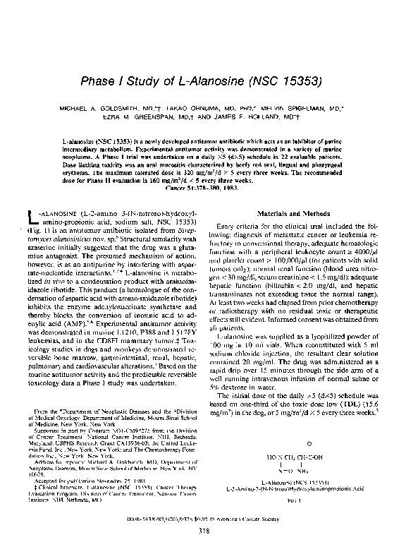 (PDF) Phase I study of L-alanosine (NSC 15353)