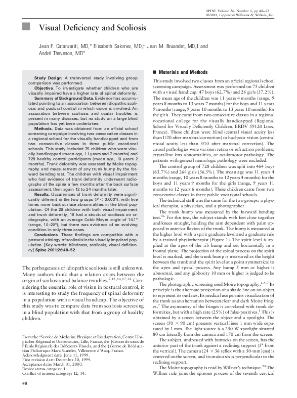 (PDF) Visual Deficiency and Scoliosis