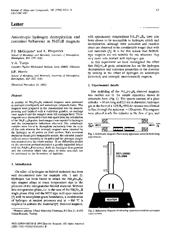 (PDF) Anisotropic hydrogen decrepitation and corrosion behaviour in ...