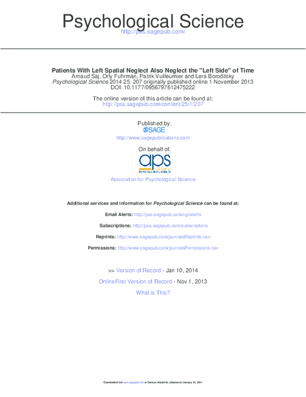 (PDF) Patients With Left Spatial Neglect Also Neglect the "Left Side ...