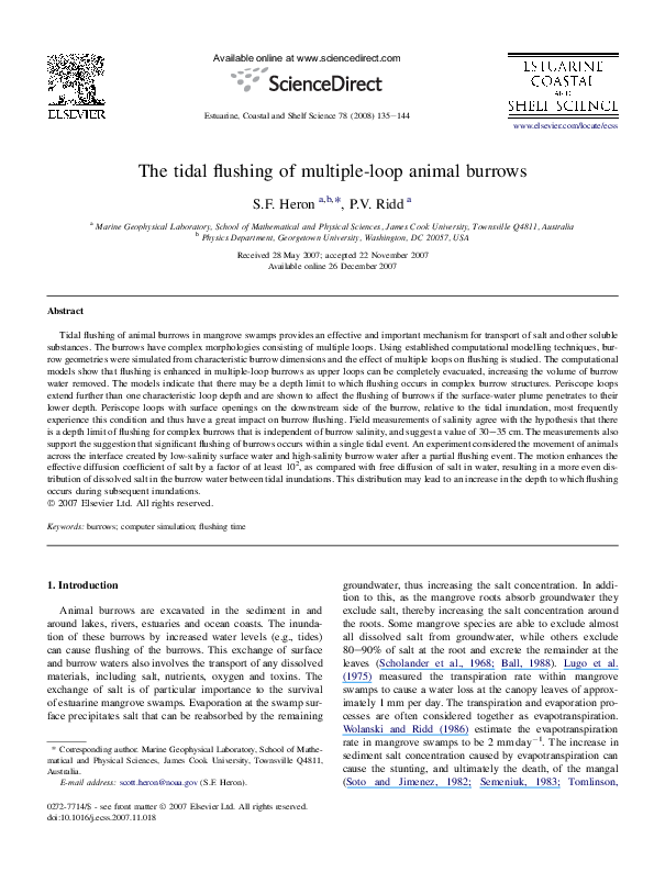 (PDF) The tidal flushing of multiple-loop animal burrows