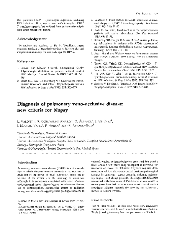 (PDF) Diagnosis of pulmonary veno-occlusive disease: new criteria for ...