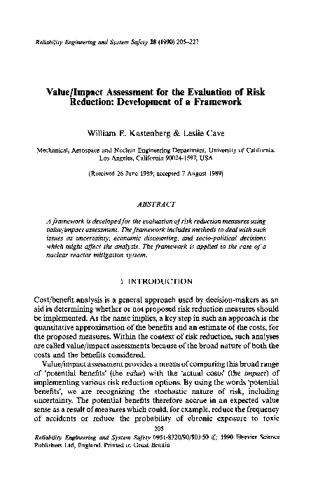 (PDF) Value/impact assessment for the evaluation of risk reduction ...