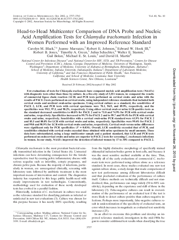 (PDF) Use of self-collected vaginal specimens for detection of Chlamydia trachomatis infection*1 ...