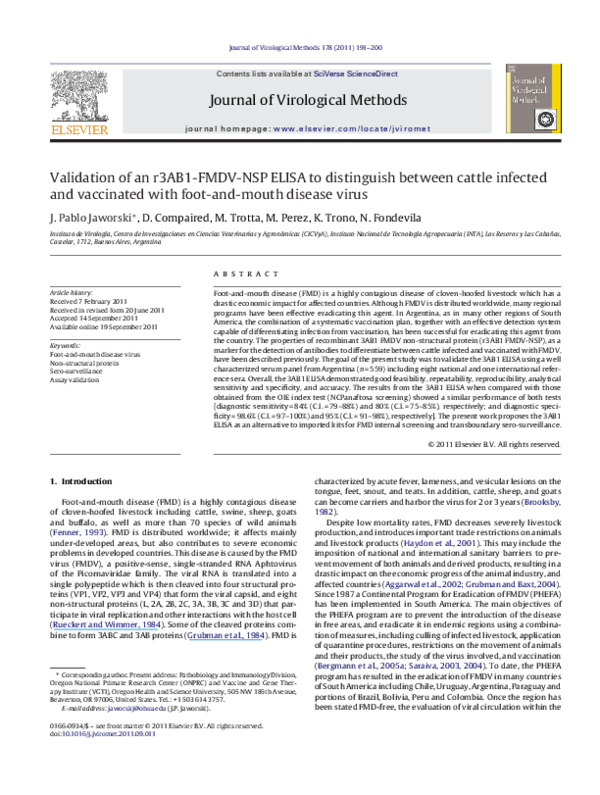 (PDF) Validation of an r3AB1-FMDV-NSP ELISA to distinguish between ...