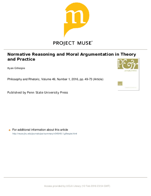 (PDF) Normative Reasoning and Moral Argumentation in Theory and Practice