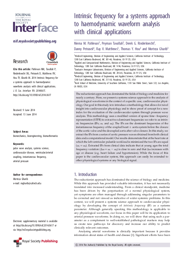 (PDF) Intrinsic frequency for a systems approach to haemodynamic ...