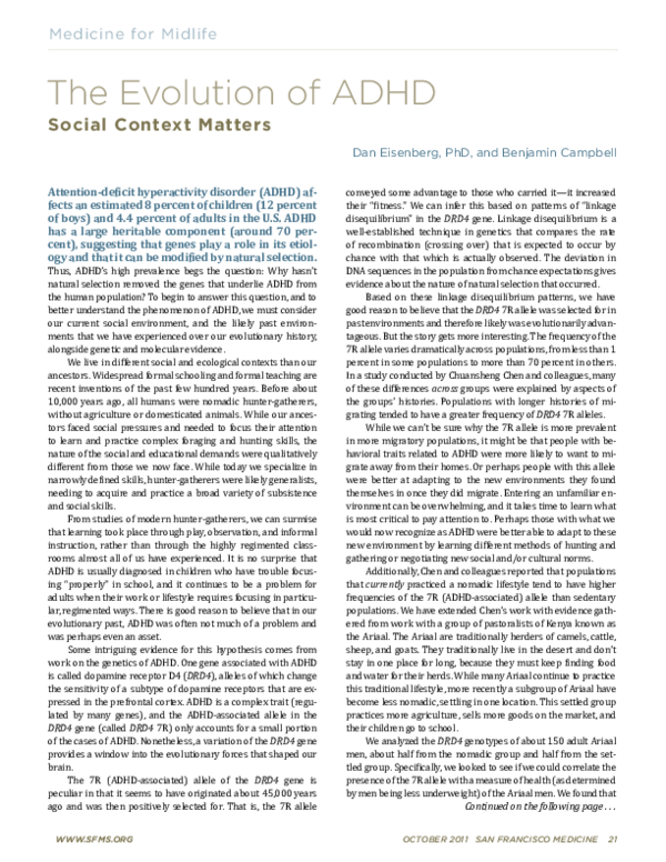(PDF) The Evolution of ADHD: Social Context Matters