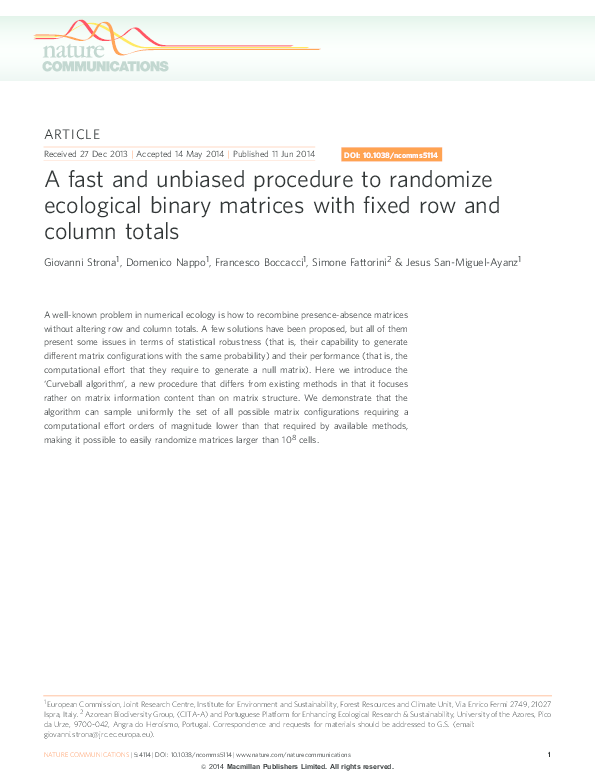 Pdf Curveball Algorithm For Randomizing Ecological Matrices