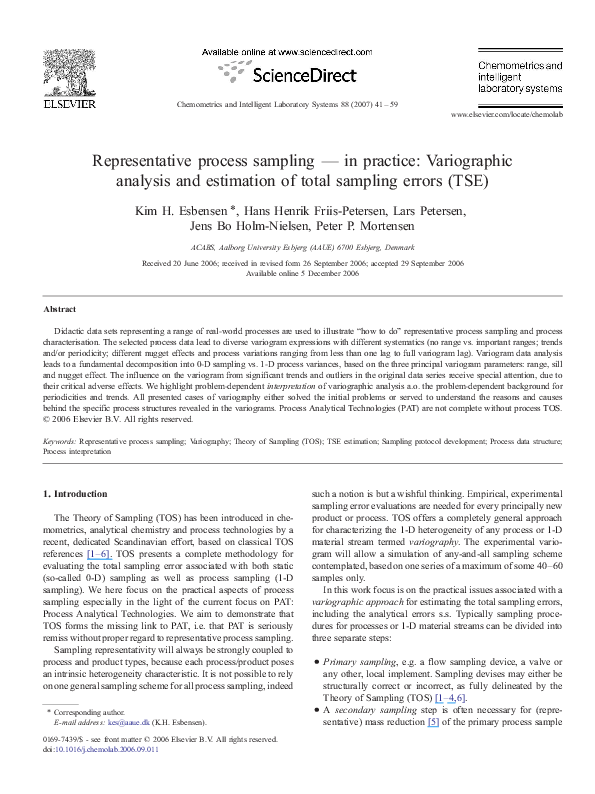 (PDF) Representative process sampling — in practice: Variographic analysis and estimation of ...
