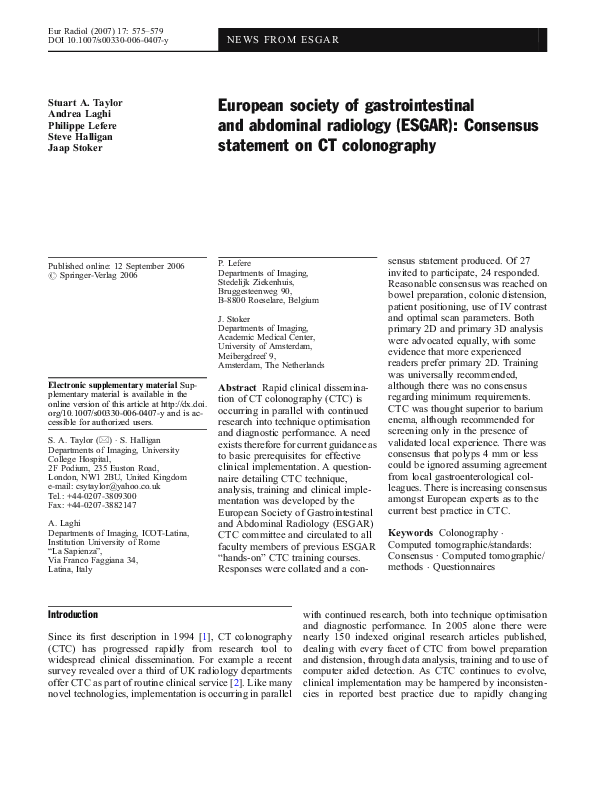 (PDF) European society of gastrointestinal and abdominal radiology ...