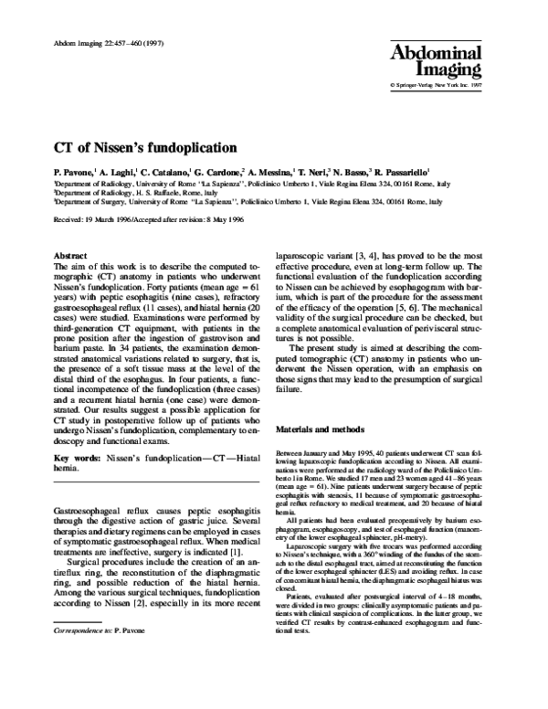 (PDF) CT of Nissen's fundoplication