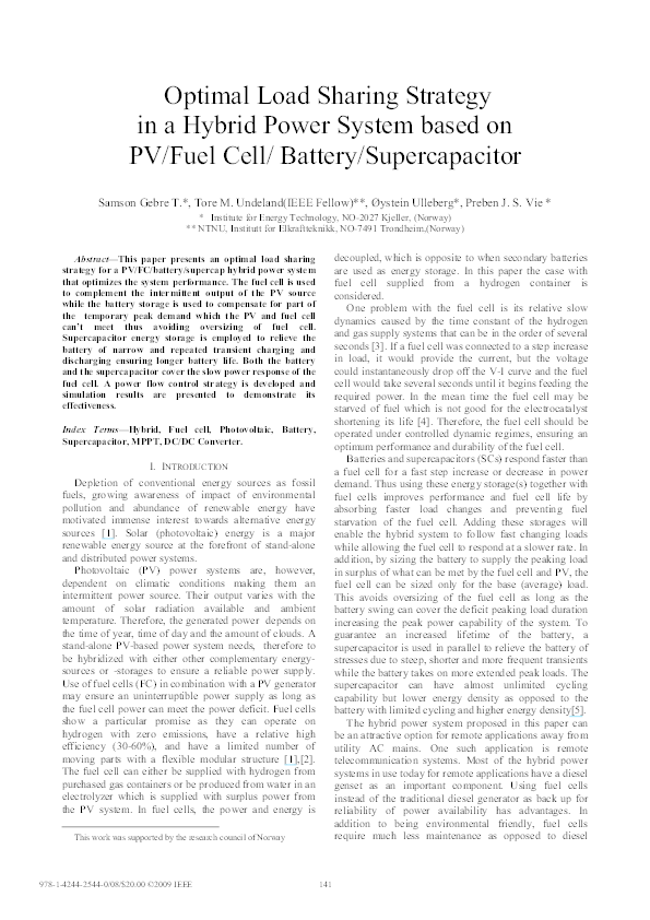 (PDF) Optimal load sharing strategy in a hybrid power system based on PV/Fuel Cell/ Battery ...