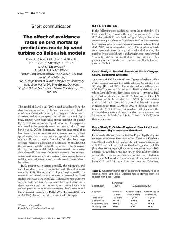 (PDF) The effect of avoidance rates on bird mortality predictions made ...