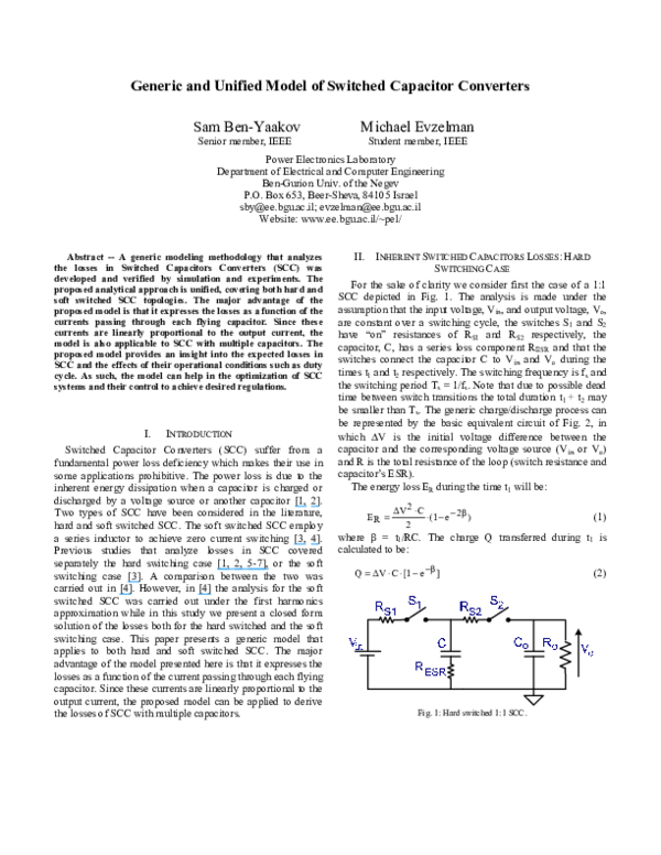 Pdf Generic And Unified Model Of Switched Capacitor Converters