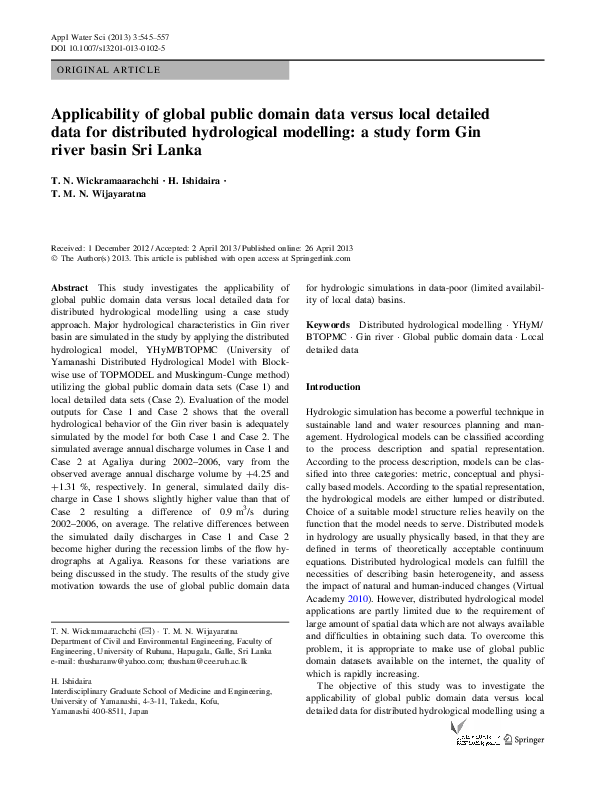 Pdf Applicability Of Global Public Domain Data Versus Local Detailed Data For Distributed