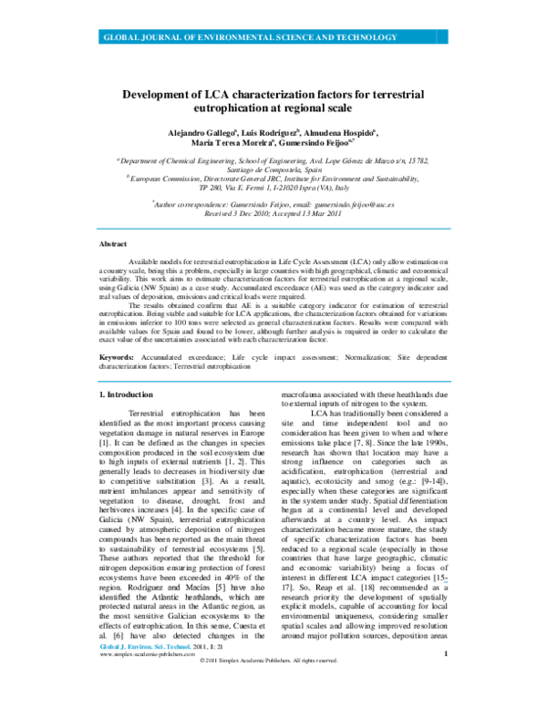 (PDF) Development of lca characterization factors for terrestrial ...