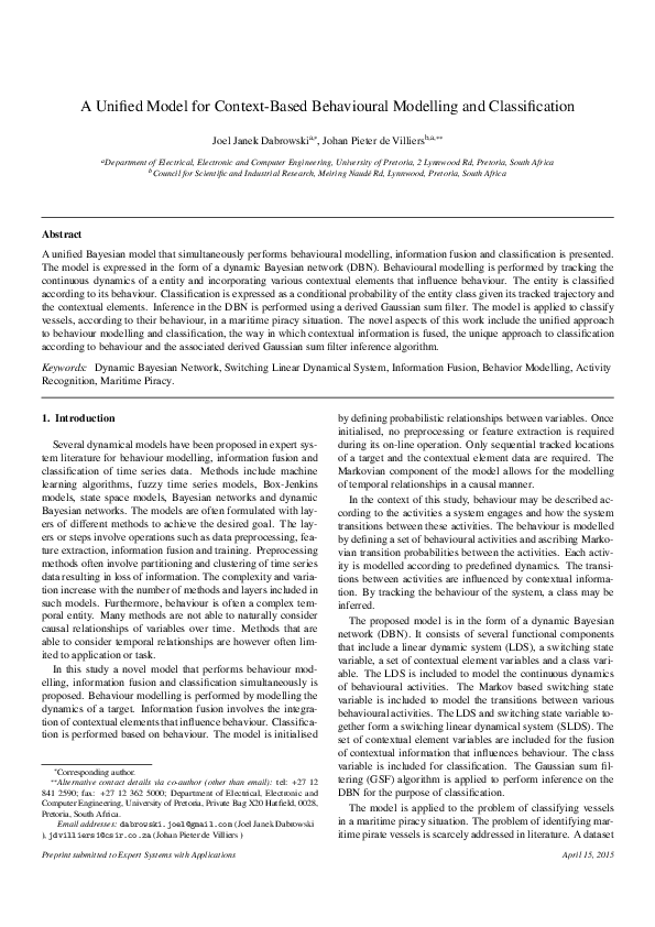 (PDF) A unified model for context-based behavioural modelling and classification