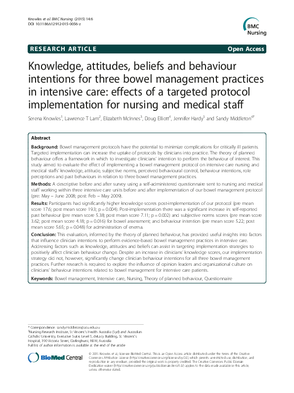 (PDF) Knowledge, attitudes, beliefs and behaviour intentions for three ...