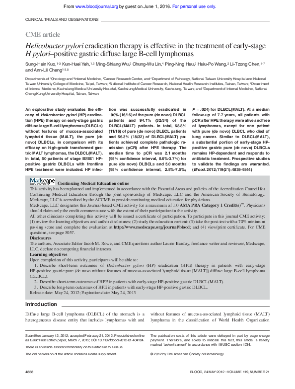 (PDF) Helicobacter pylori eradication therapy is effective in the ...