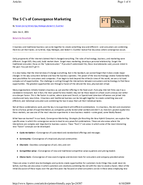 (PDF) The 5 C's of Convergence Marketing