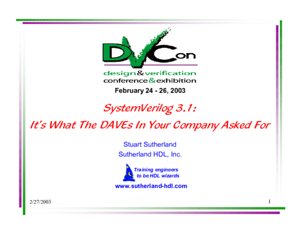 (PDF) DVCon presentation SystemVerilog