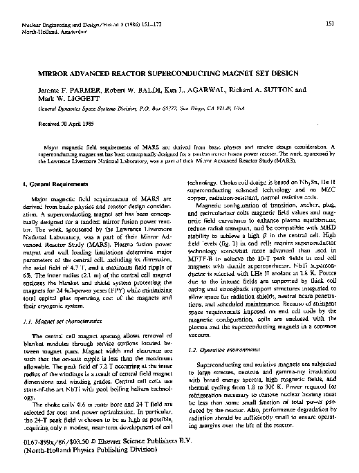(PDF) Mirror advanced reactor superconducting magnet set design