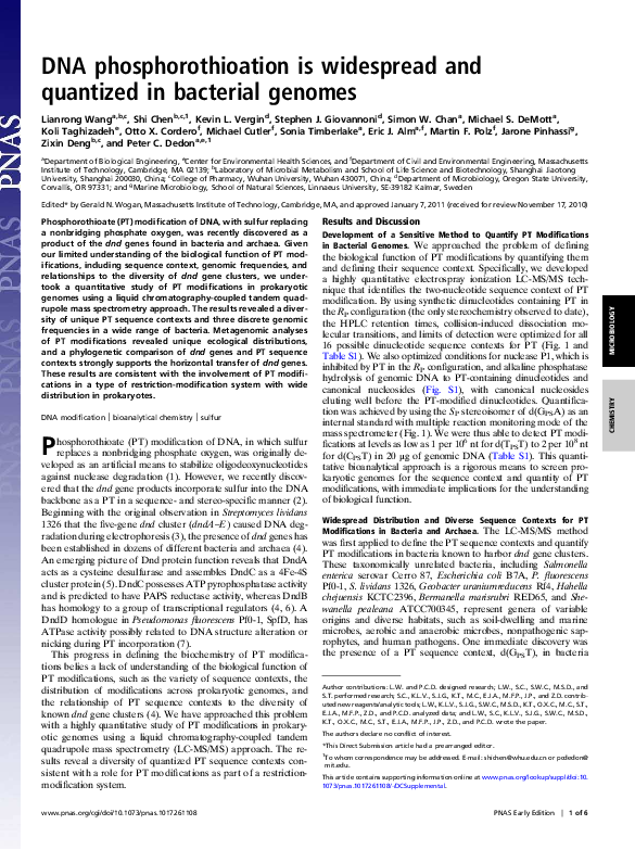 (PDF) DNA phosphorothioation is widespread and quantized in bacterial ...