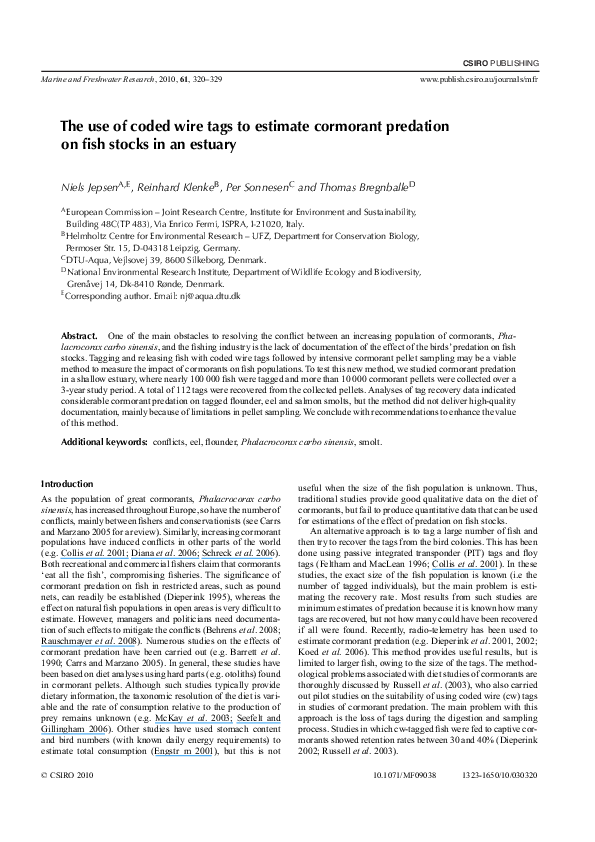(PDF) The use of coded wire tags to estimate cormorant predation on ...