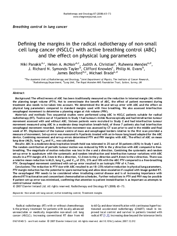 (PDF) Defining the margins in the radical radiotherapy of non-small ...