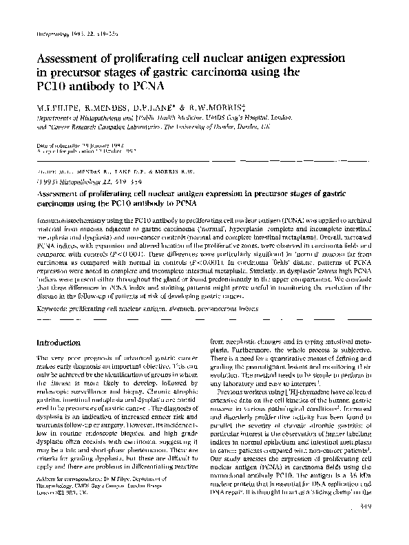 (PDF) Assessment of proliferating cell nuclear antigen expression in ...