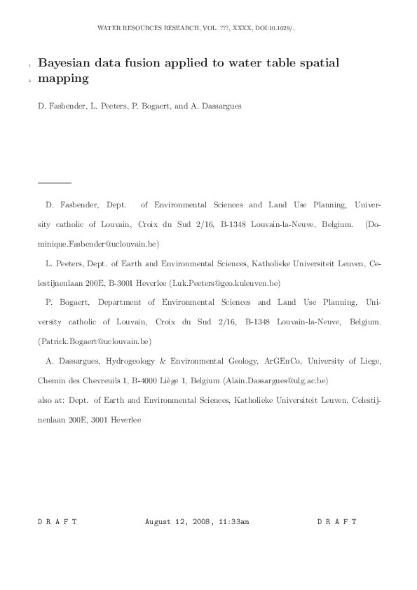 Pdf Bayesian Data Fusion Applied To Water Table Spatial Mapping