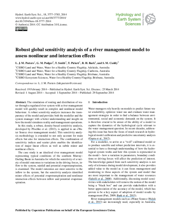 (PDF) Robust global sensitivity analysis of a river management model